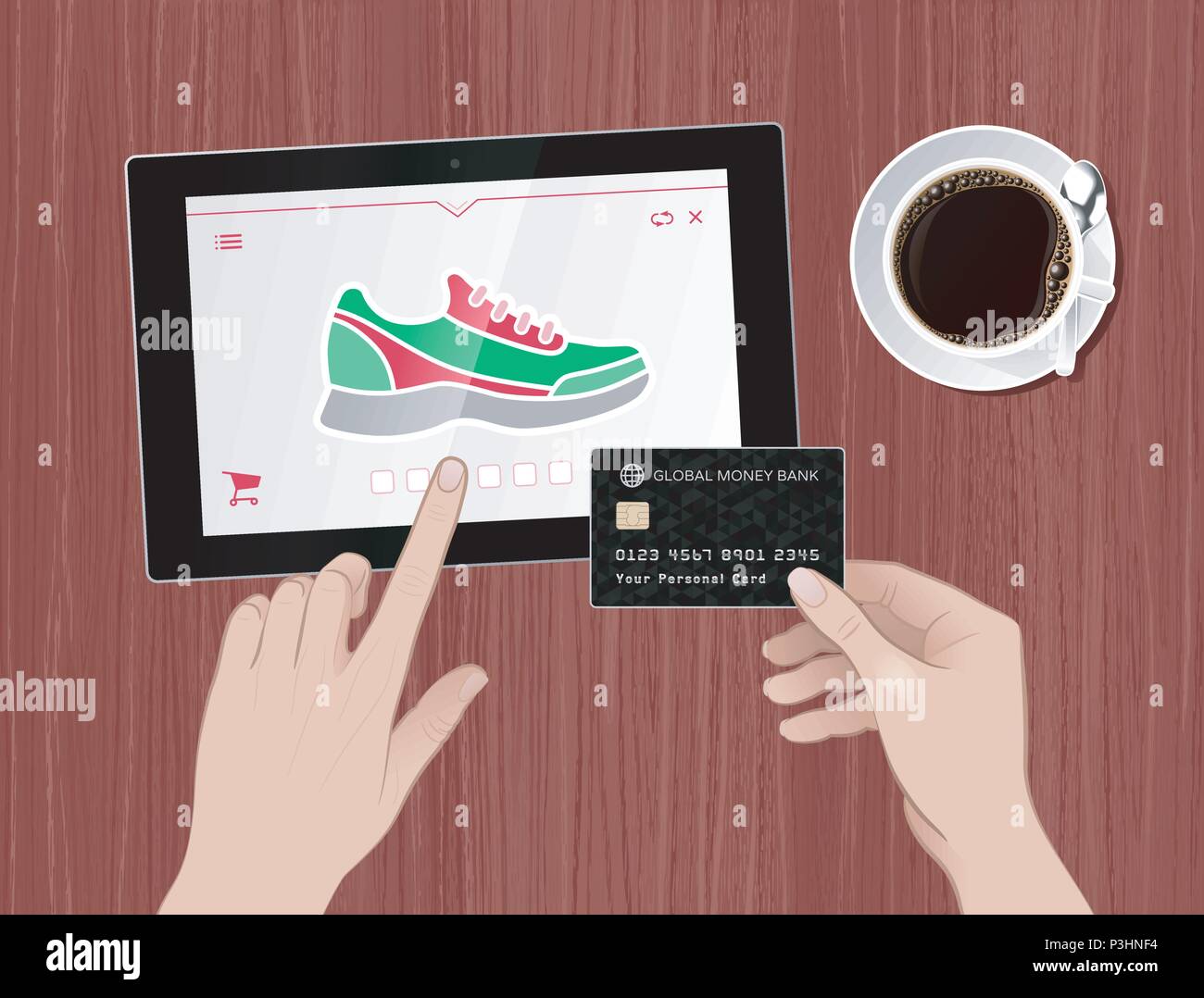 Woman online shopping mobile Stock Vector Images - Alamy