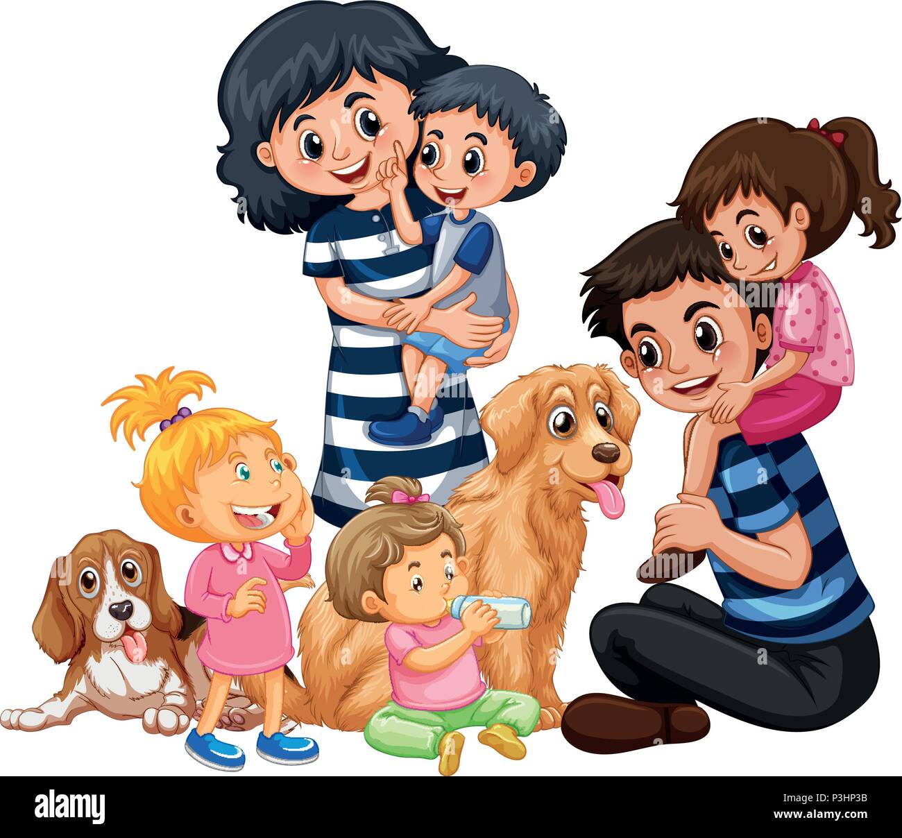 A Happy Family and Pet illustration Stock Vector Image & Art - Alamy