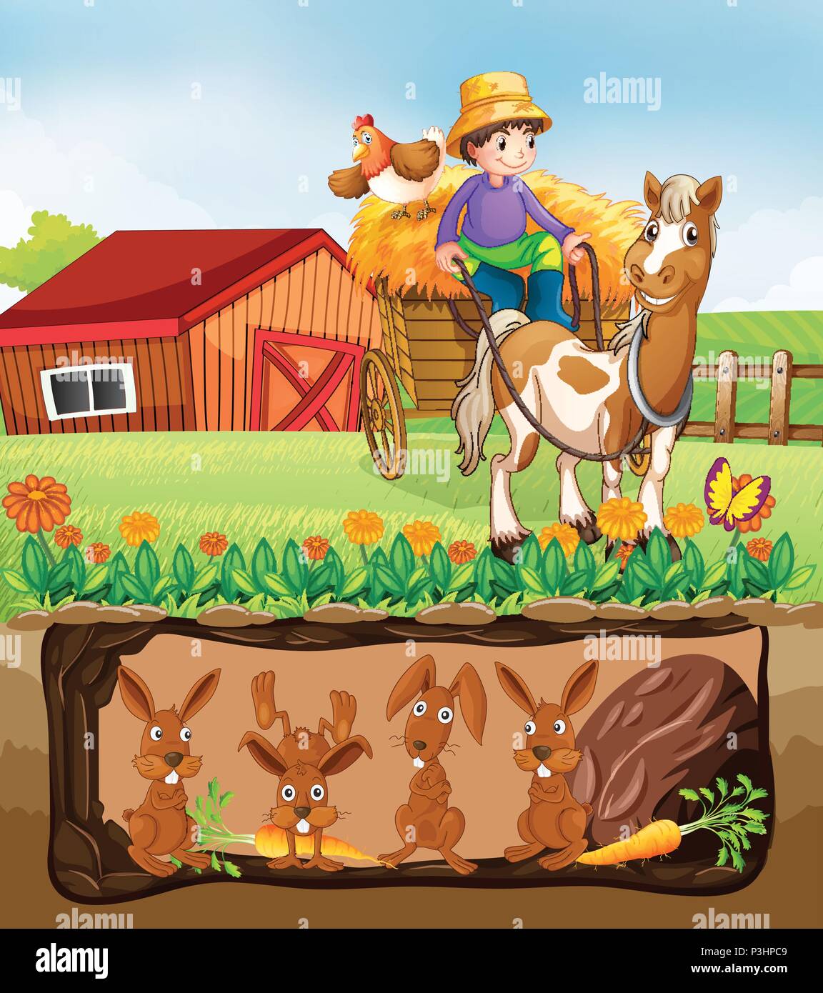 Rabbit in hay Stock Vector Images - Alamy