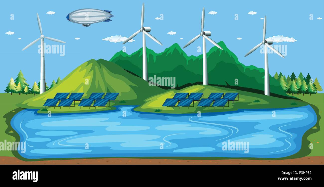 Wind power plant in Stock Vector Images - Alamy