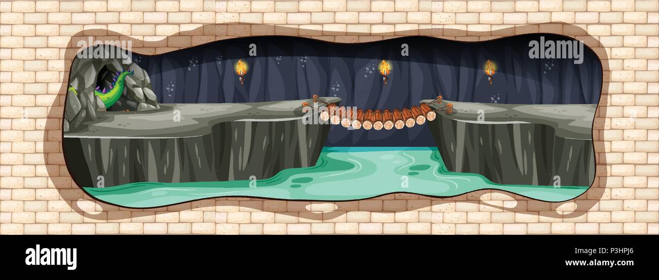 A Mystery Underground Dragon Cave illustration Stock Vector Image & Art ...