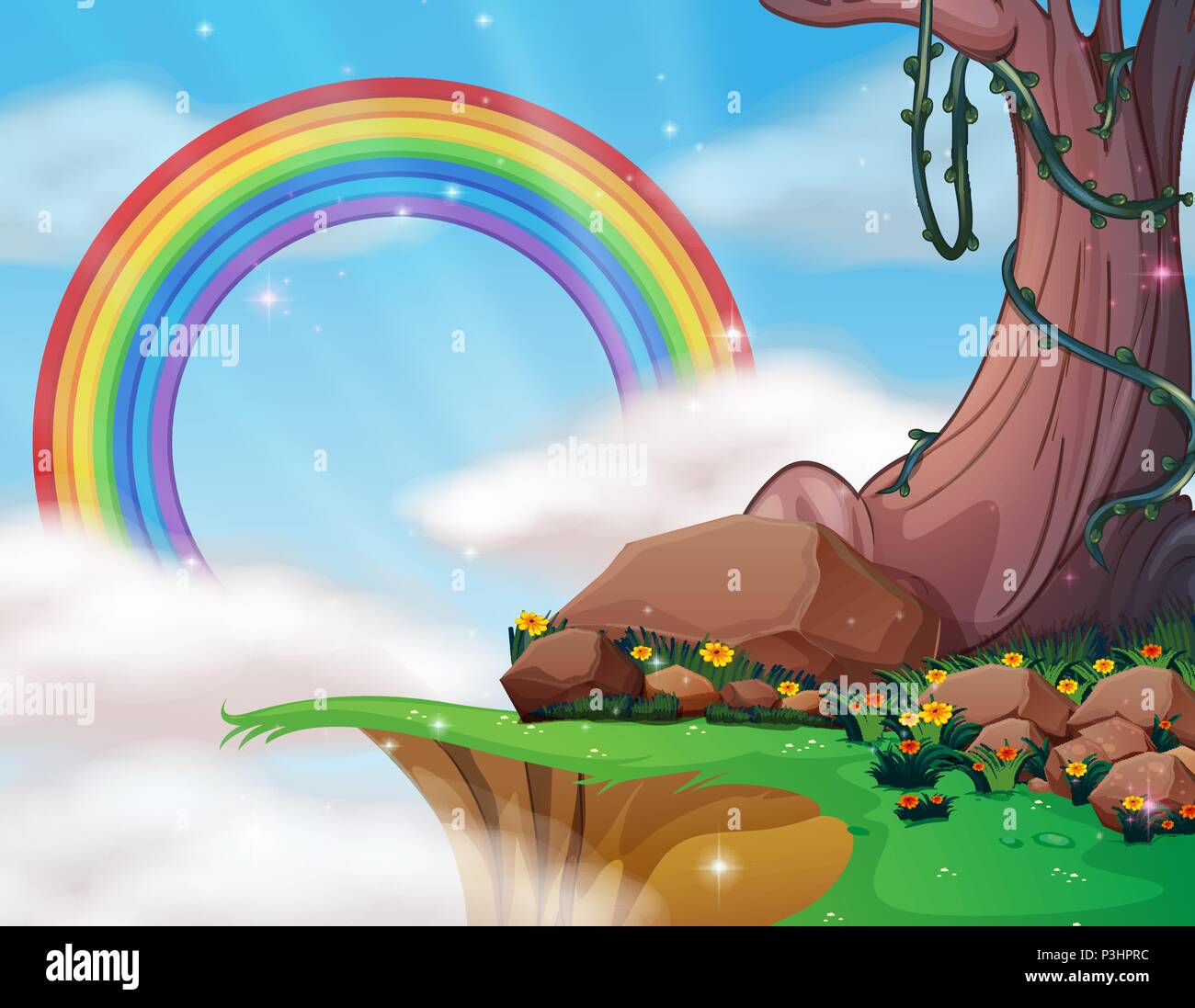 A Beautiful Mountain Cliff Landscape illustration Stock Vector Image ...