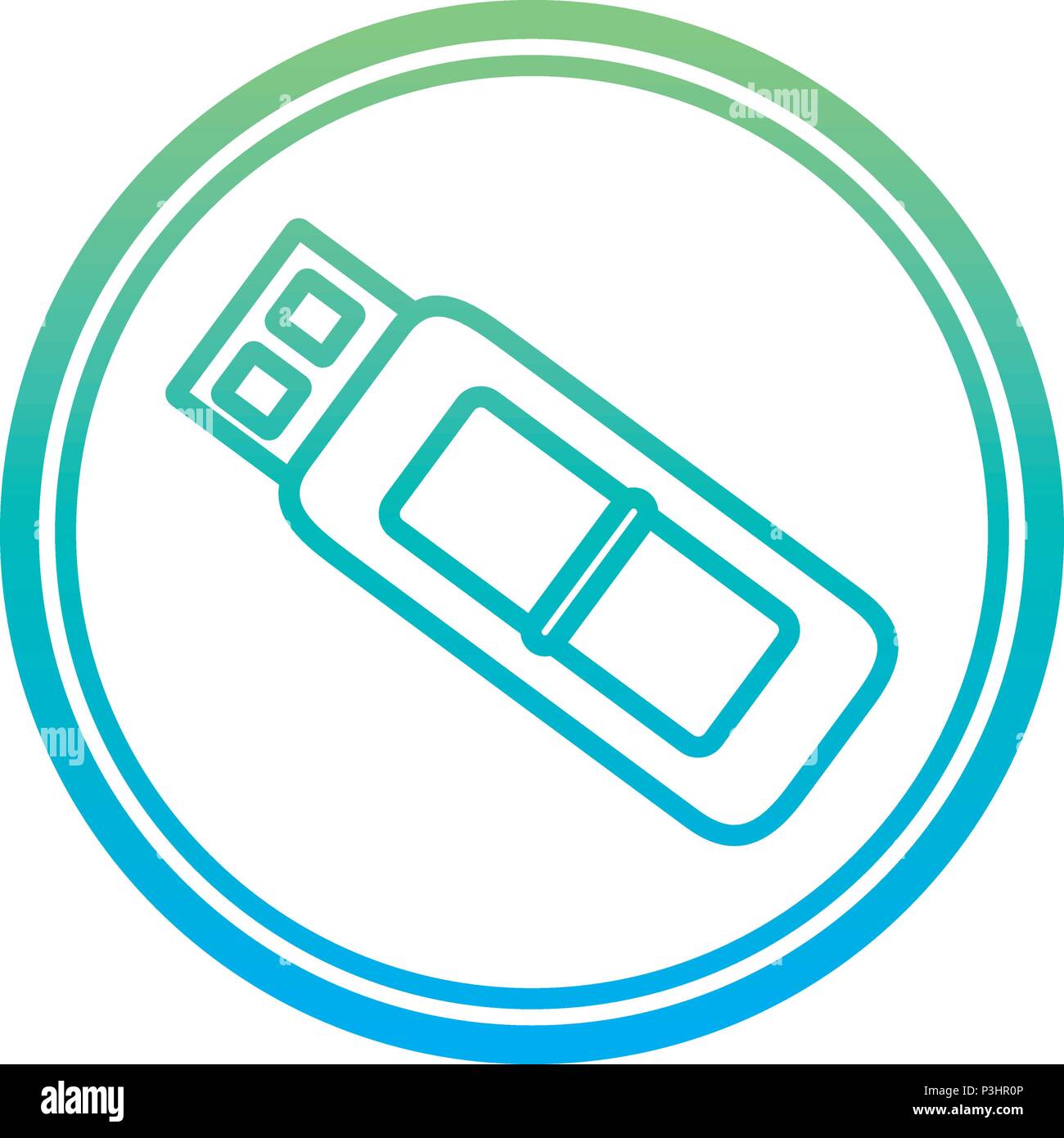 degraded line usb memory data technology emblem Stock Vector Image ...