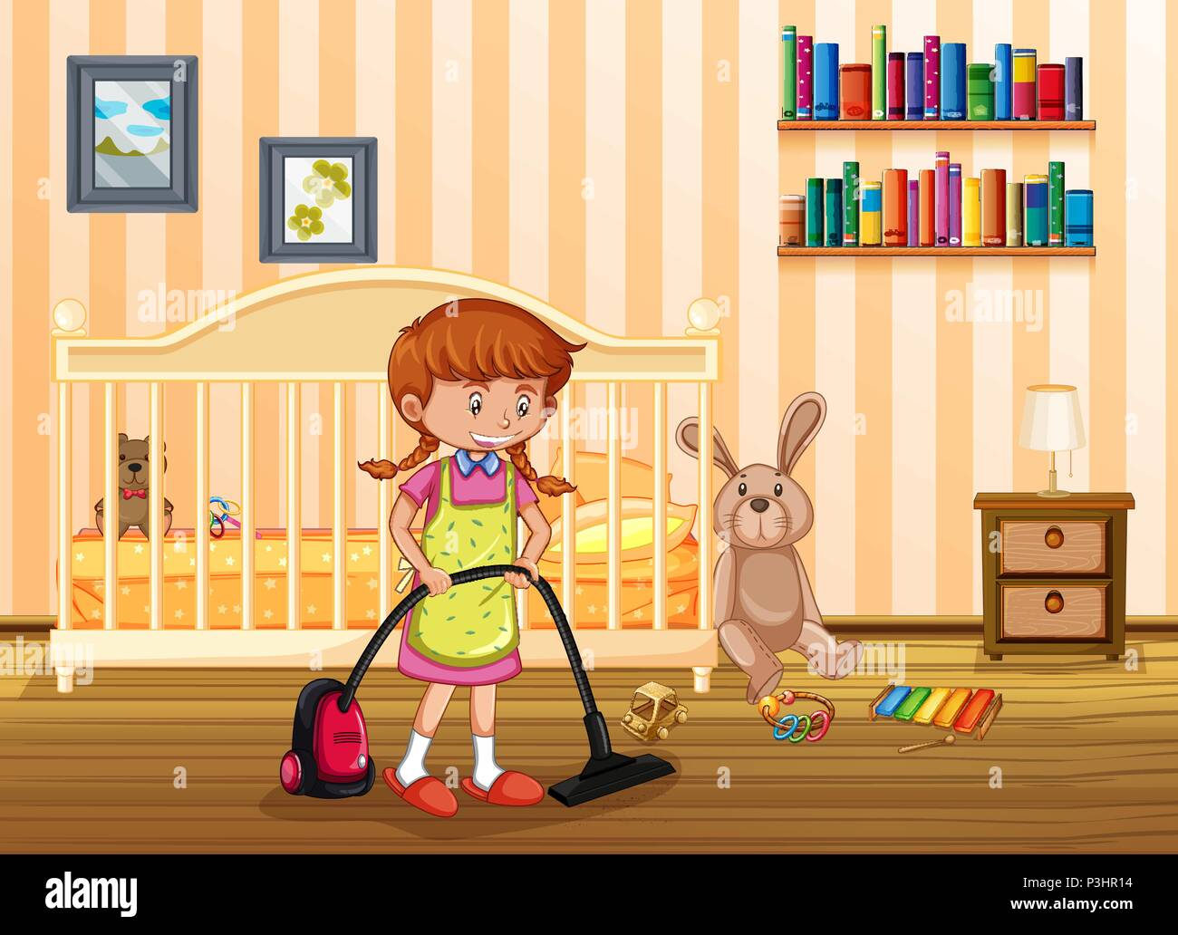 Kid cleaning room Stock Vector Images - Alamy