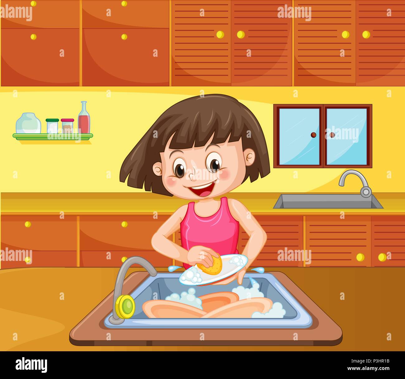 Kitchen Cleaning Cartoon