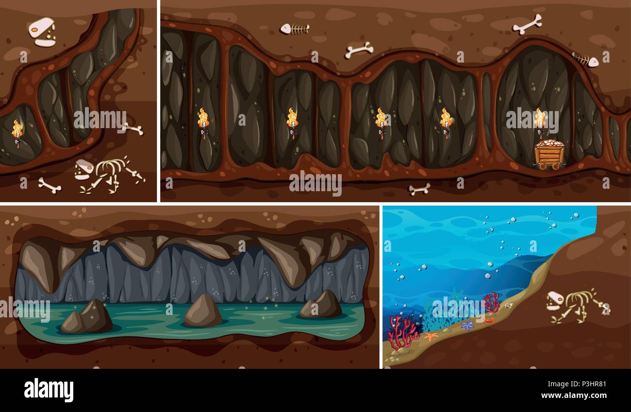 A Set of Natural Underground Space illustration Stock Vector Image ...
