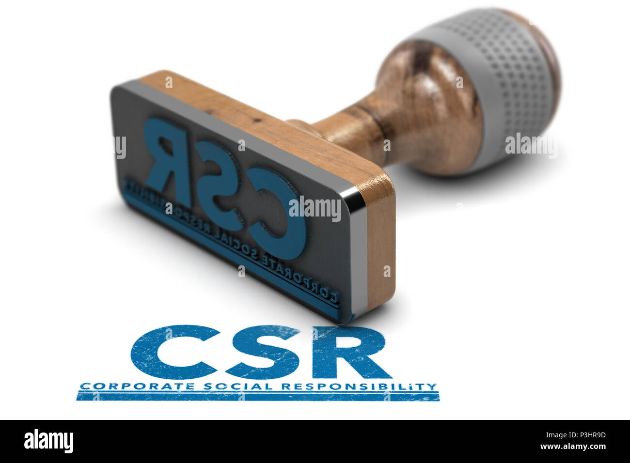 3D illustration of a rubber stamp with the with the acronym CSR ...