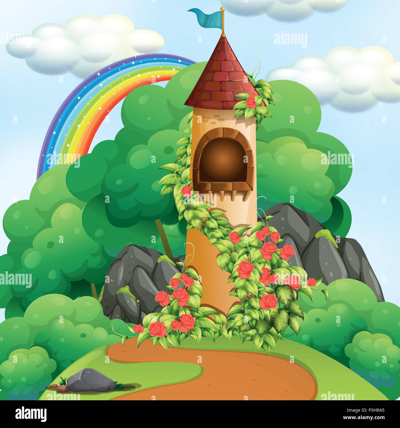 A Fairy Tale Tower in Wood illustration Stock Vector Image & Art - Alamy