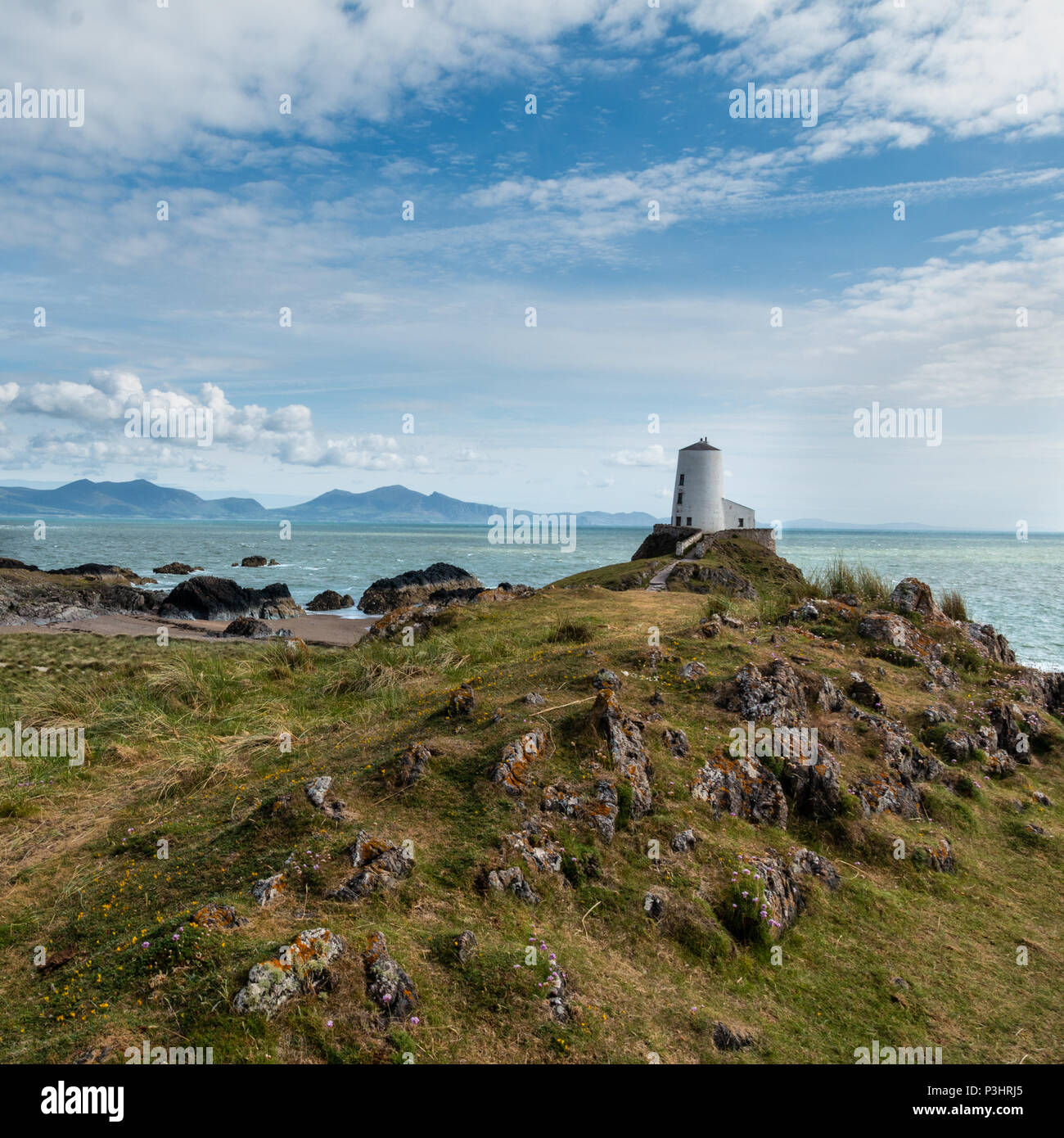Tŵr Mawr lighthouse (meaning "great tower" in Welsh), on Ynys Llanddwyn ...