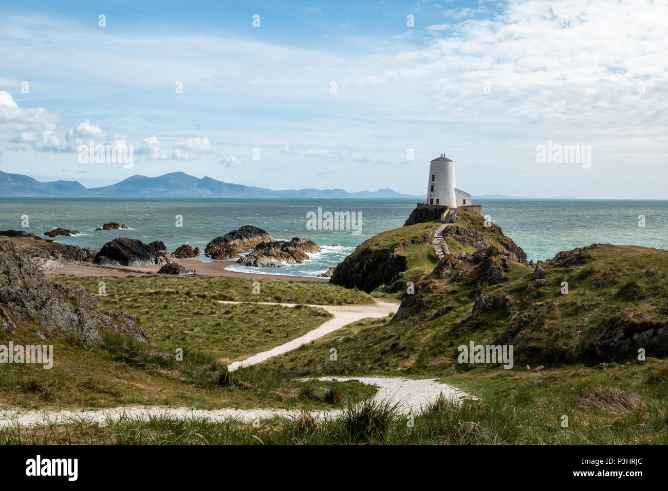 Tŵr Mawr lighthouse (meaning "great tower" in Welsh), on Ynys Llanddwyn ...