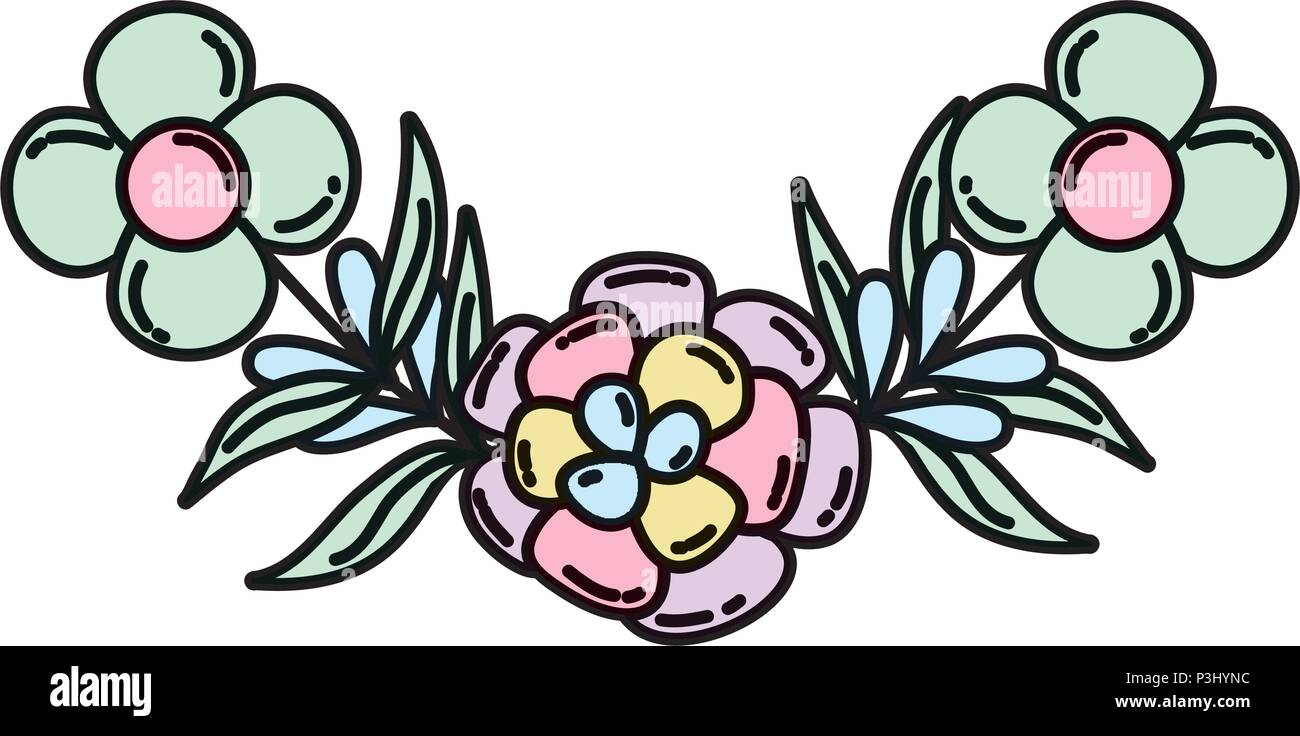 color branch leaves plants with exotic flowers Stock Vector Image & Art ...