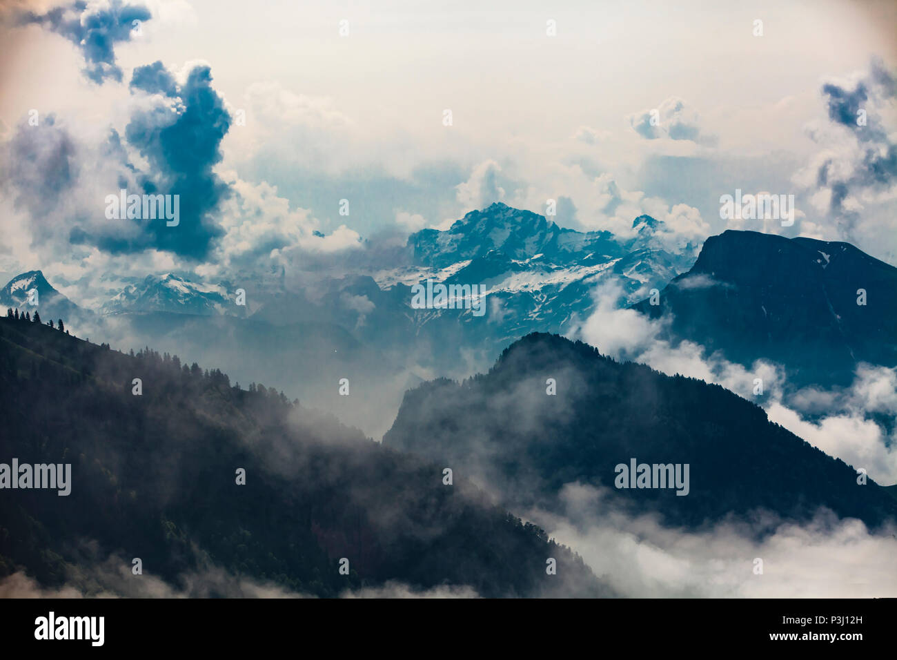 Alpine panorama from Rigi Kulm, canton Schwyz, central Switzerland ...
