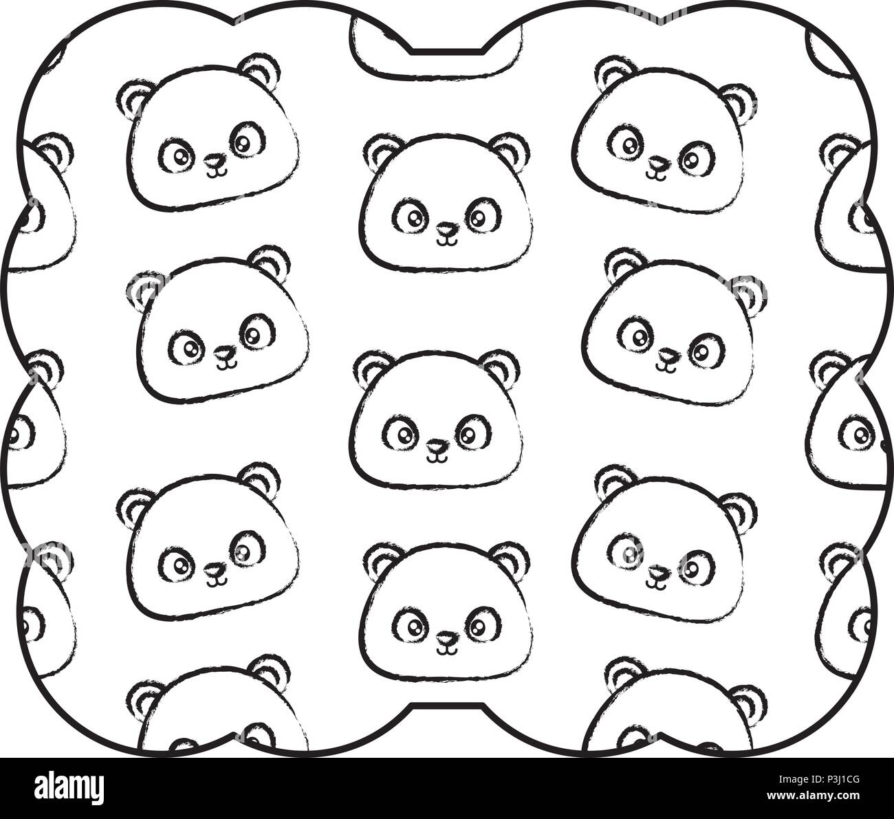 decorative frame with cute bear pattern over white background, vector ...