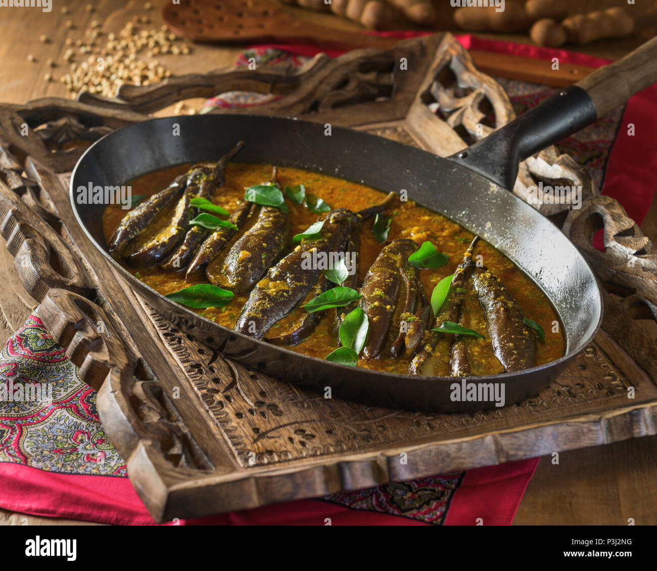 Bagara baingan. Hyderabadi aubergine curry. India Food Stock Photo - Alamy