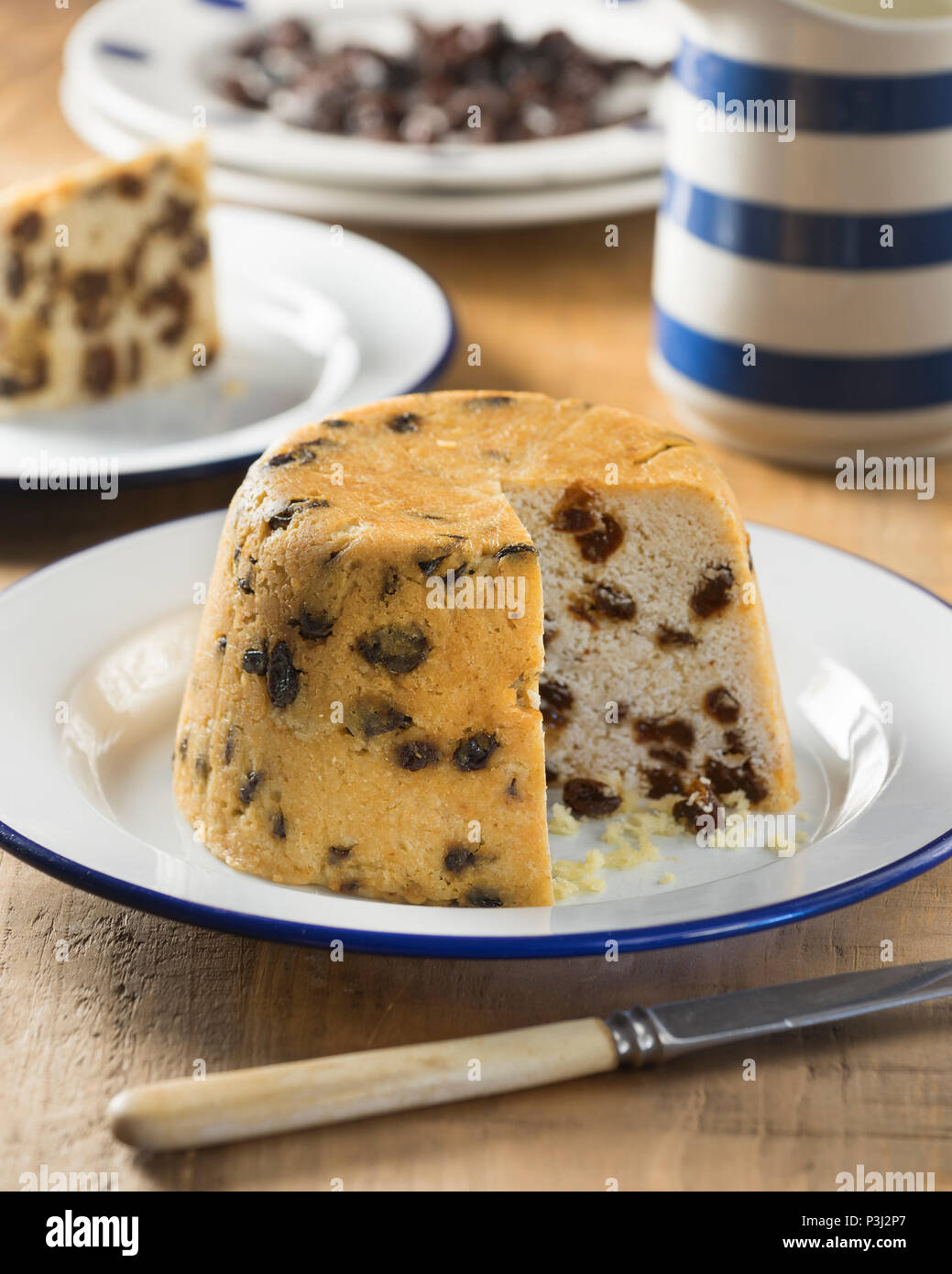 Spotted Dick. Steamed fruit pudding. UK Food Stock Photo - Alamy