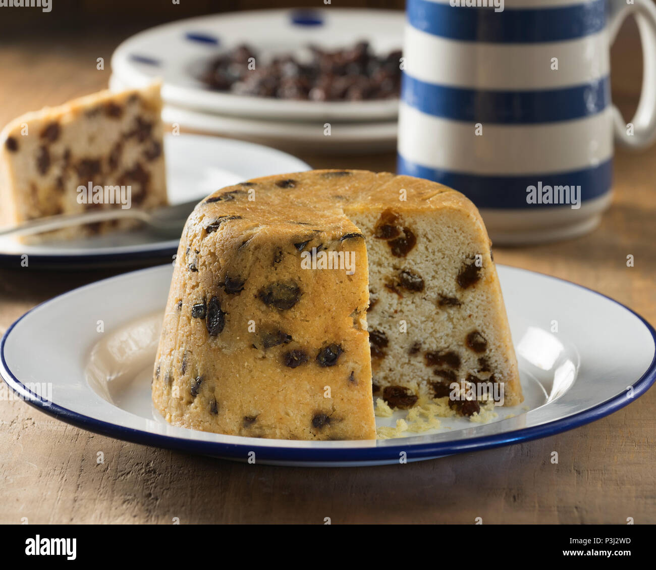 Spotted Dick. Steamed fruit pudding. UK Food Stock Photo - Alamy