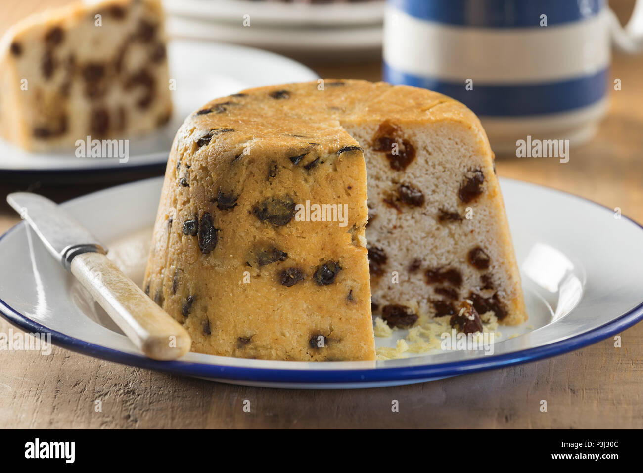 Spotted Dick. Steamed fruit pudding. UK Food Stock Photo - Alamy