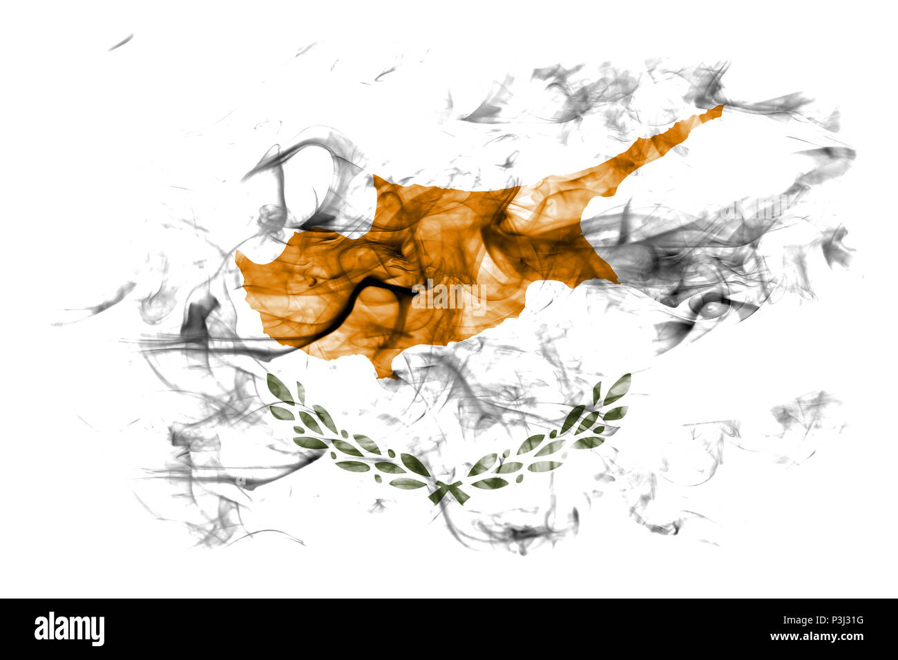 Cyprus smoke flag, island country in the Eastern Mediterranean Stock ...