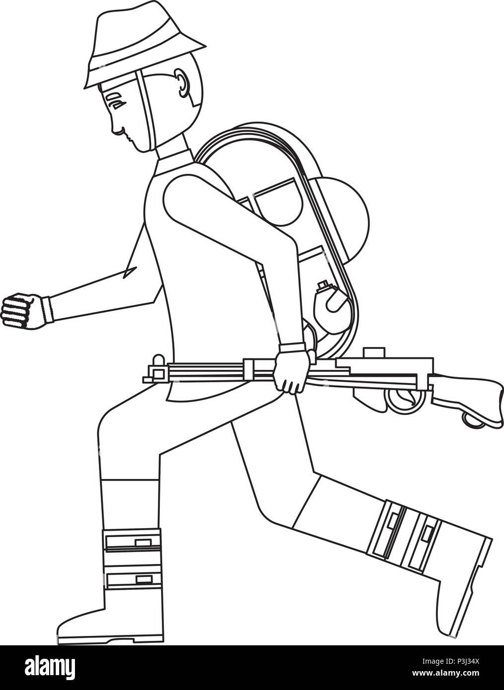 Anzac soldier with the equipment and weapon over white background ...