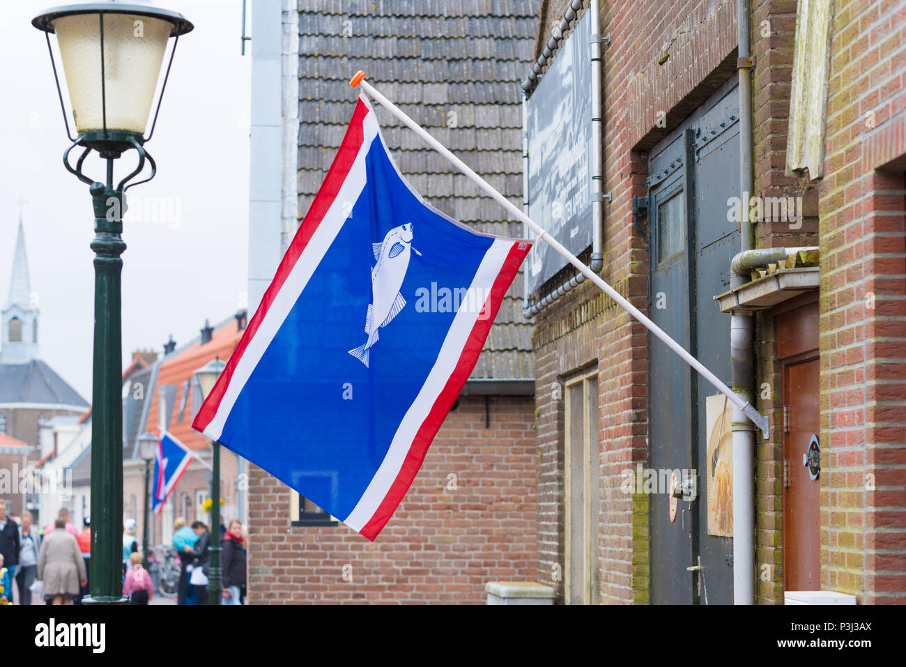 official flag of the fishing village Urk in the netherlands. The ...