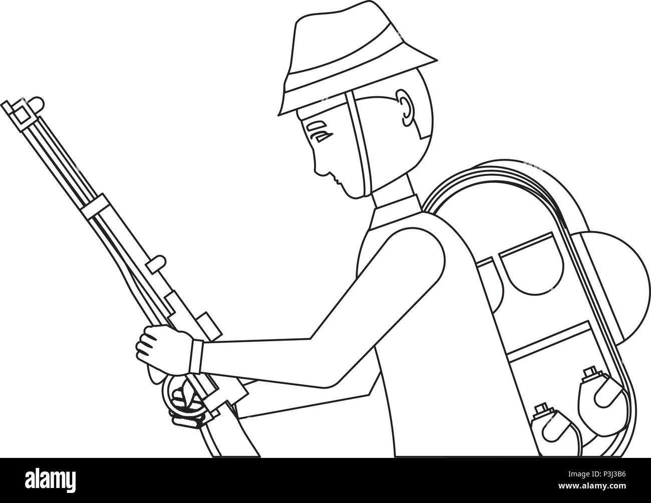 Anzac soldier with the equipment and weapon over white background ...