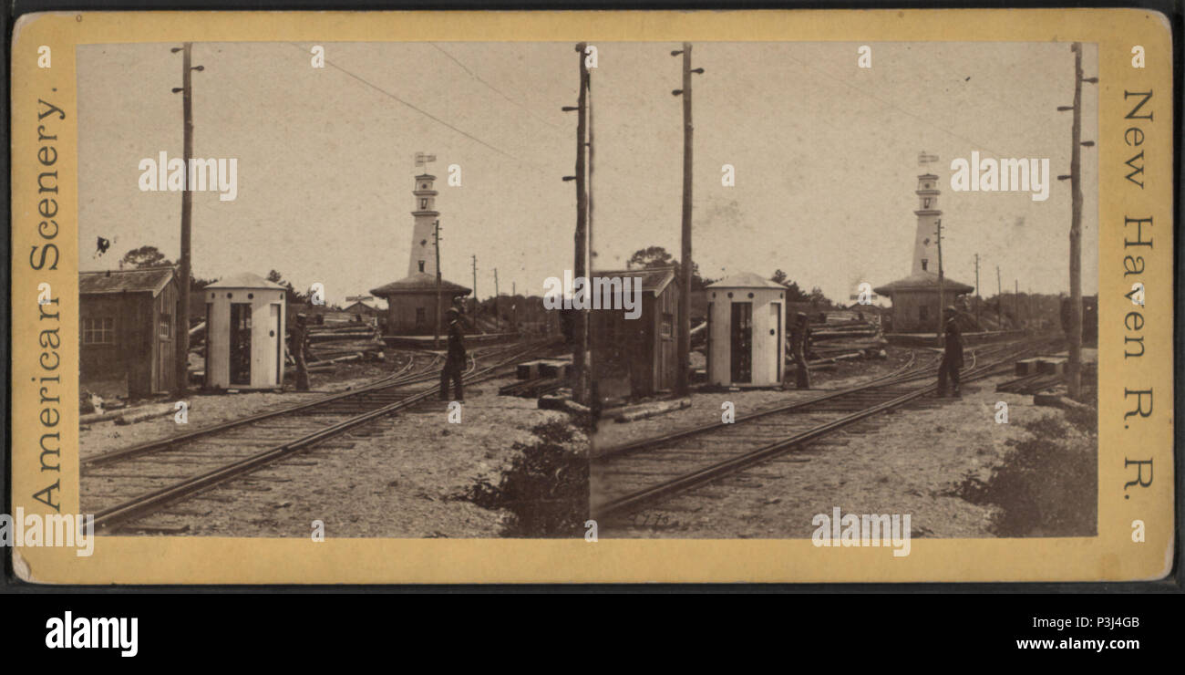 . View of a railroad yard showing switches and tower. Alternate Title ...