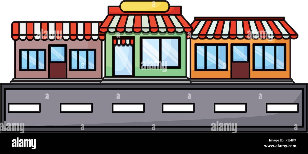street with stores over white background, colorful design. vector ...