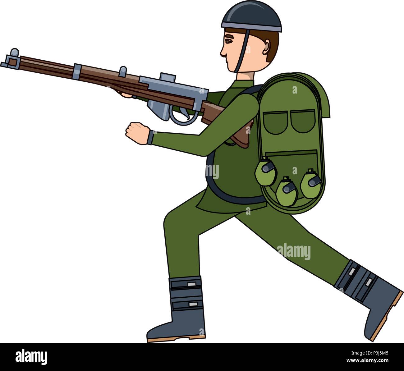 Anzac soldier with the equipment and weapon over white background ...