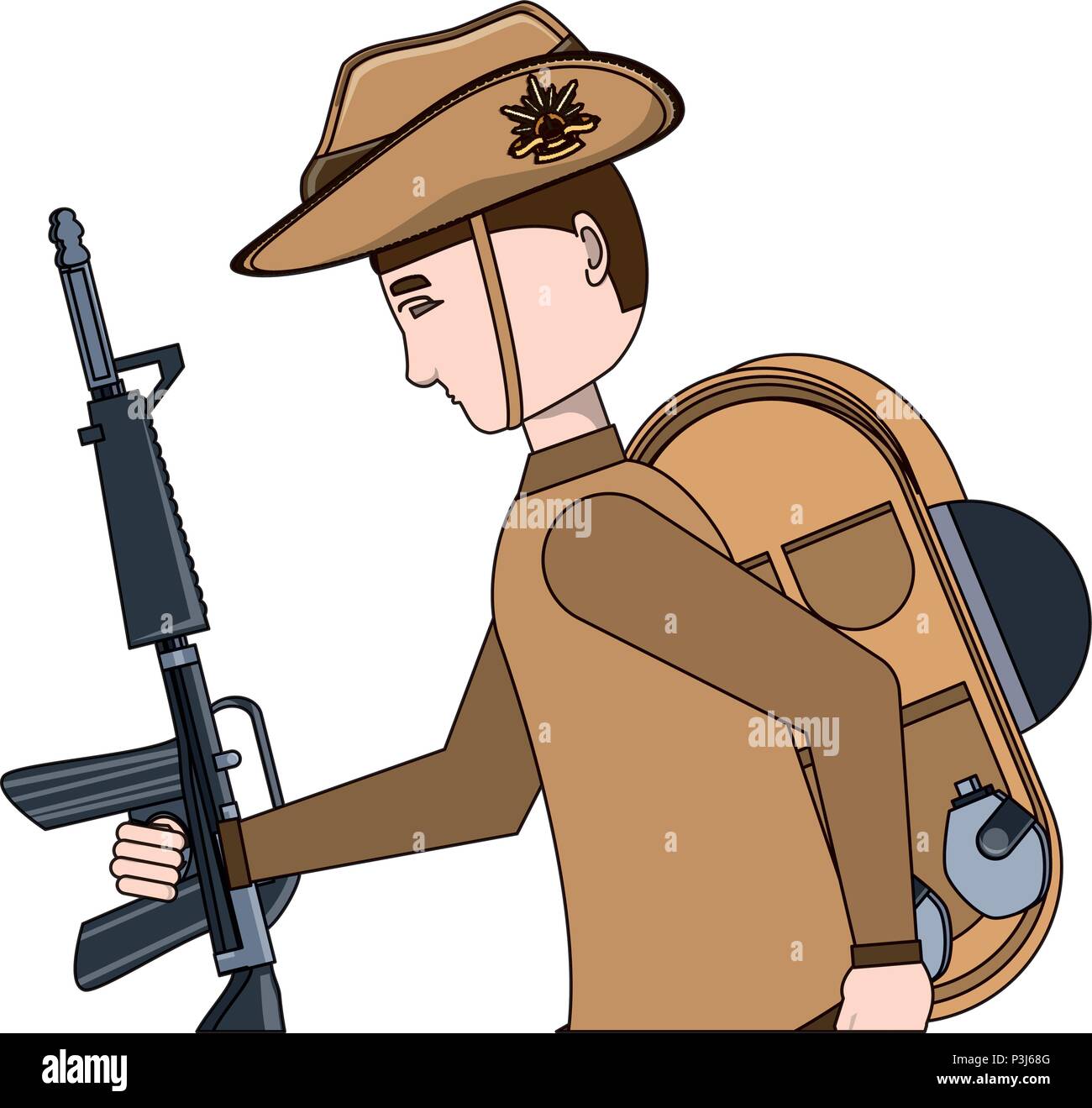 Anzac day design with military soldier with the equipment and weapon ...