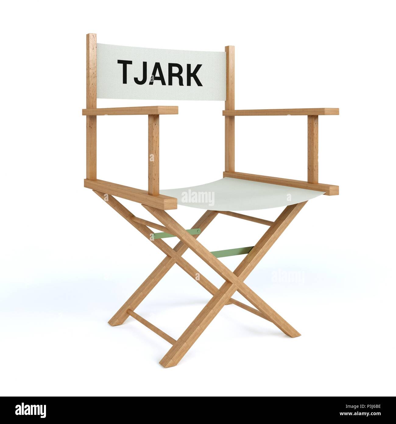 Name written on director chair on isolated white background ...