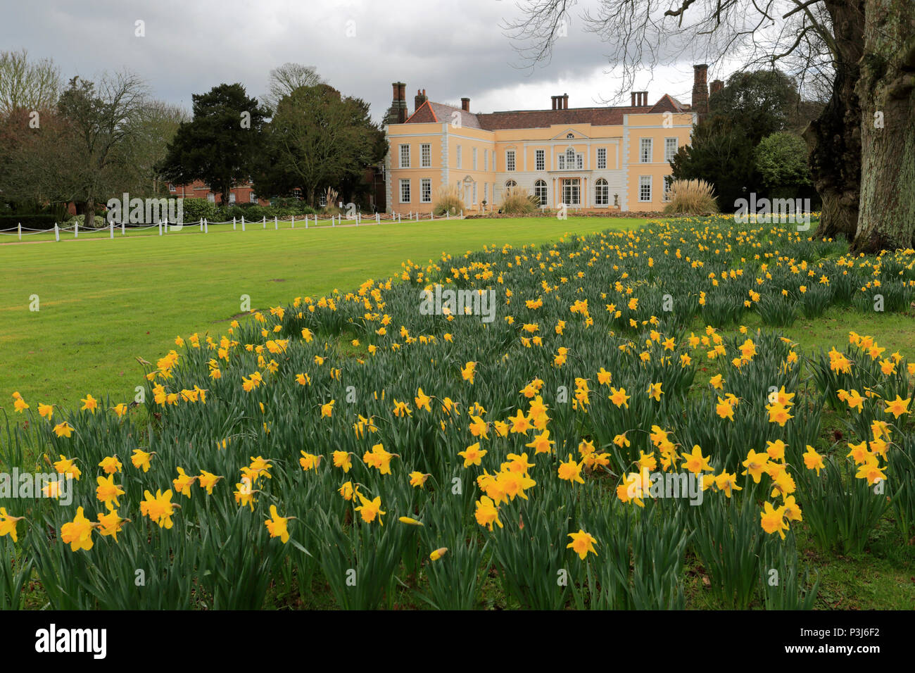 Spring view of Hintlesham Hall, Hintlesham village, Suffolk, England ...