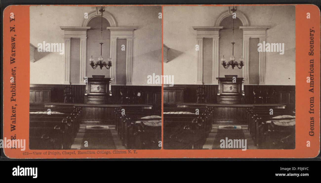 363 View of pulpit, chapel, Hamilton College, Clinton, N.Y, by Walker ...