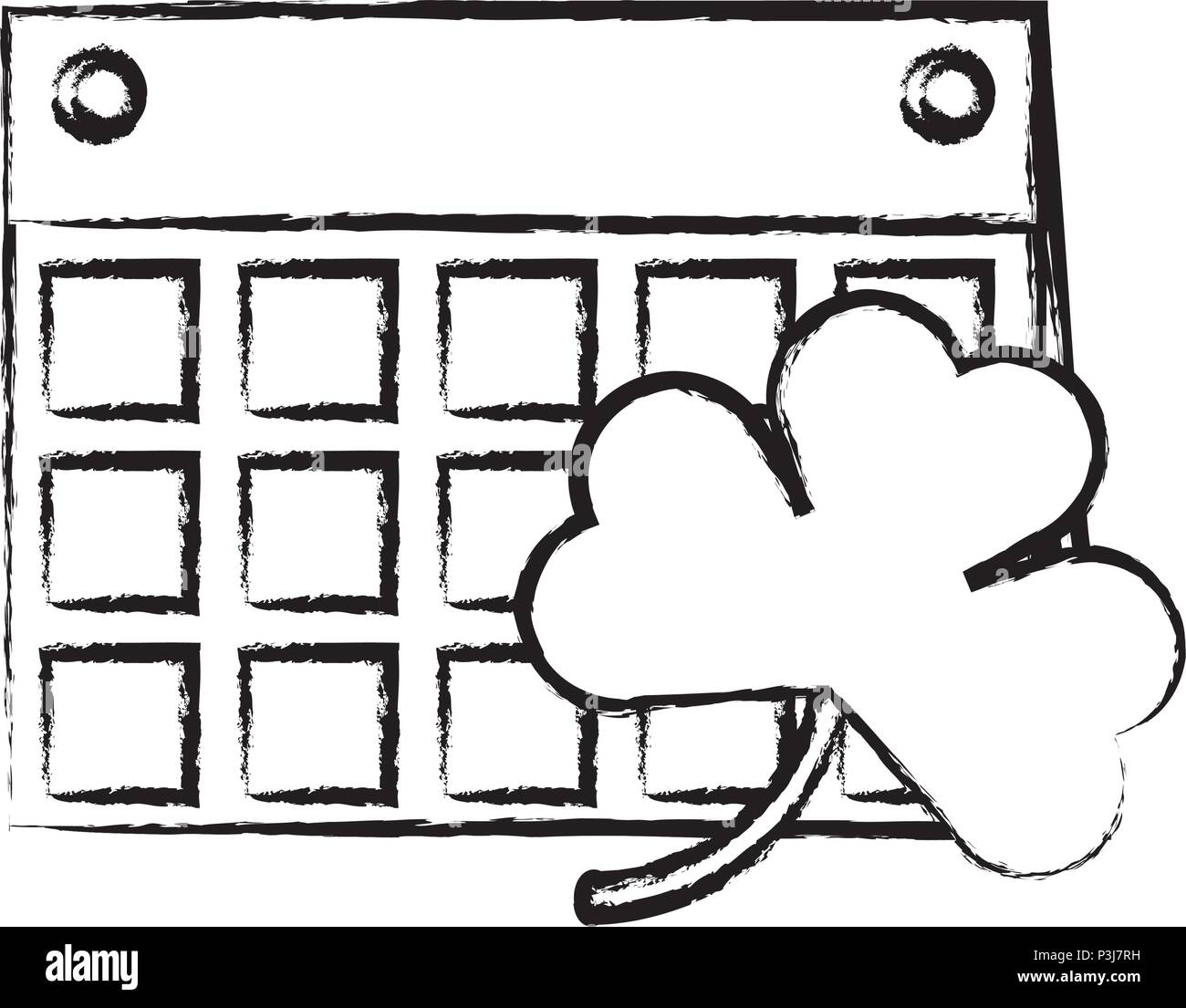 calendar with clover icon over white background, vector illustration ...