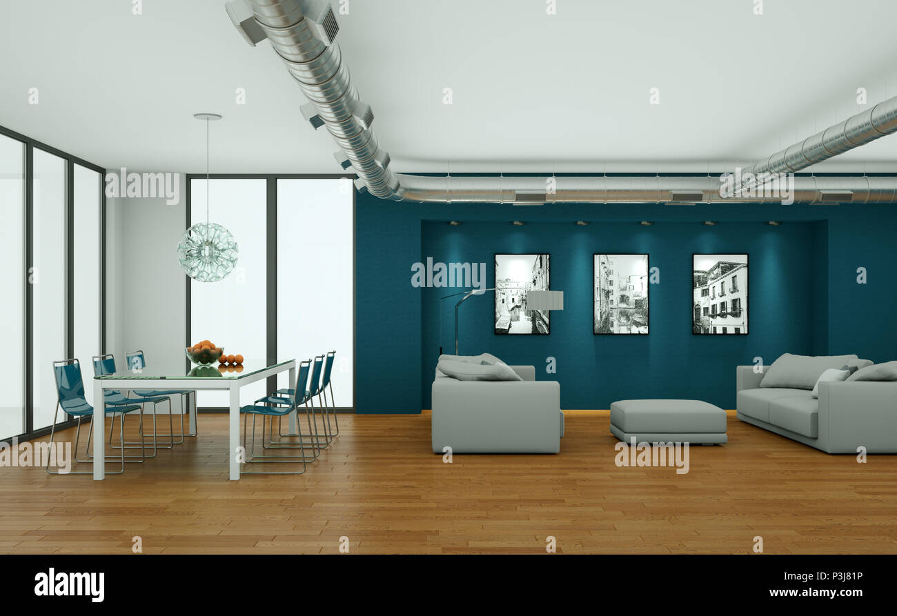 modern bright interior design appartment 3d Illustration Stock Photo ...
