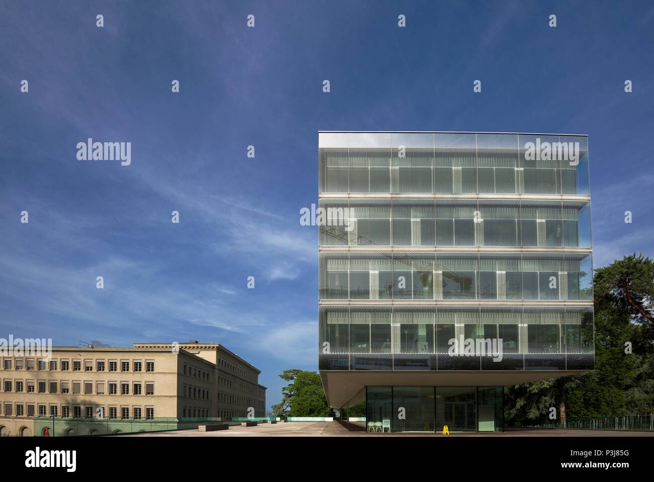 Geneva, Switzerland - june 10, 2018 : The new and the old building of ...