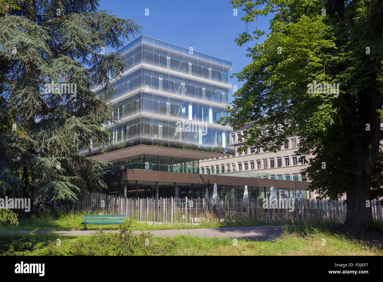 Geneva, Switzerland - june 10, 2018 : The new and the old building of ...