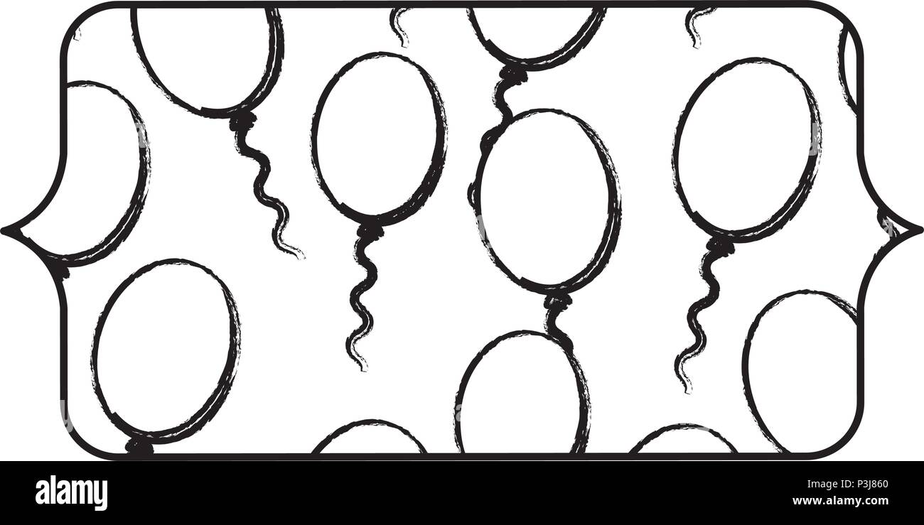 banner with balloons pattern over white background, vector illustration ...