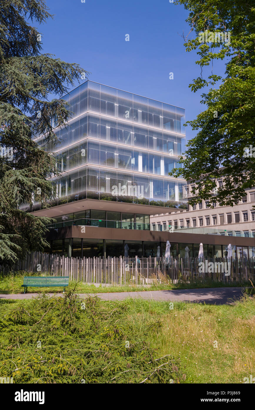 Geneva, Switzerland - june 10, 2018 : The new and the old building of ...