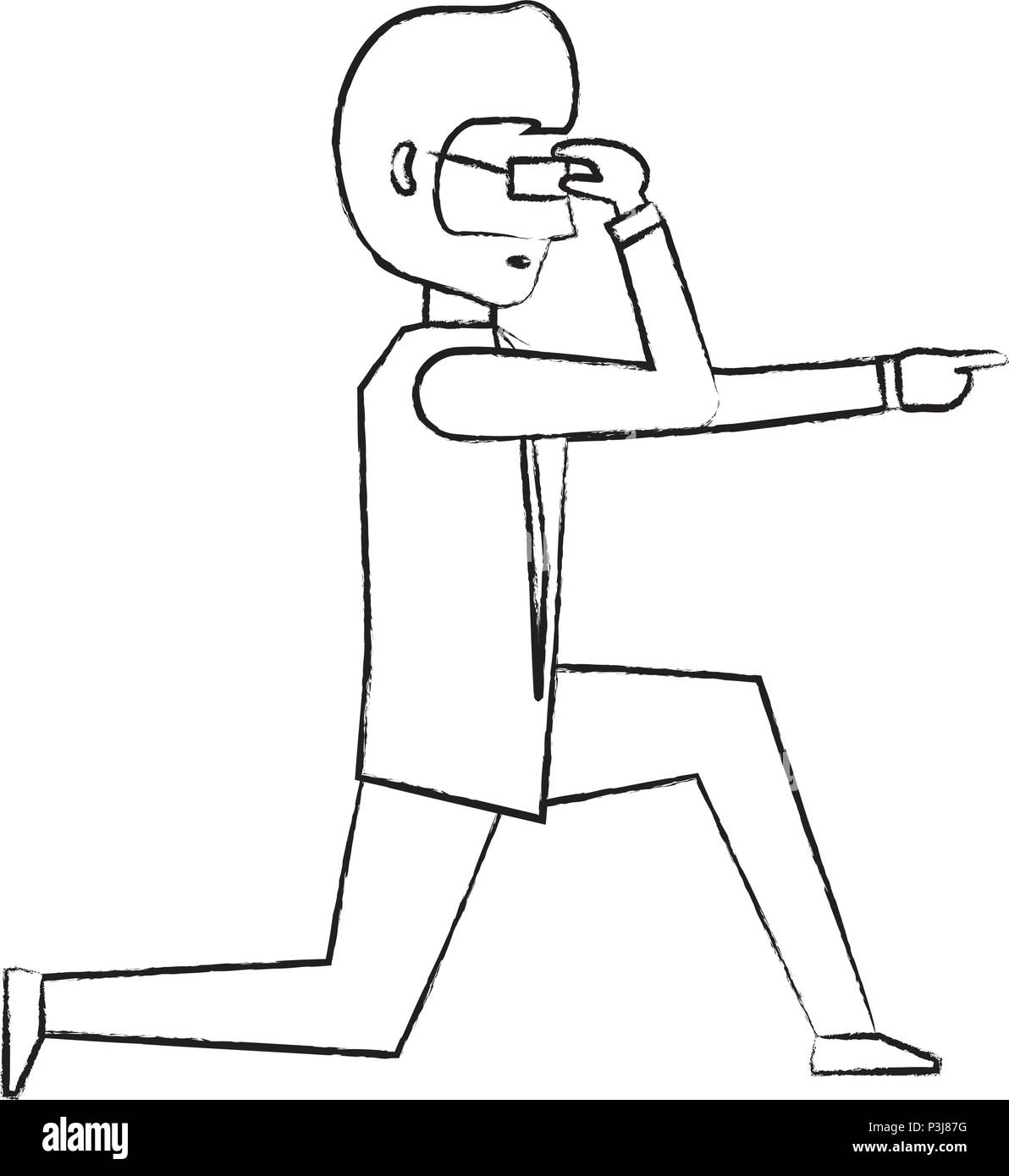 cartoon businessman pointing forward over white background, vector ...