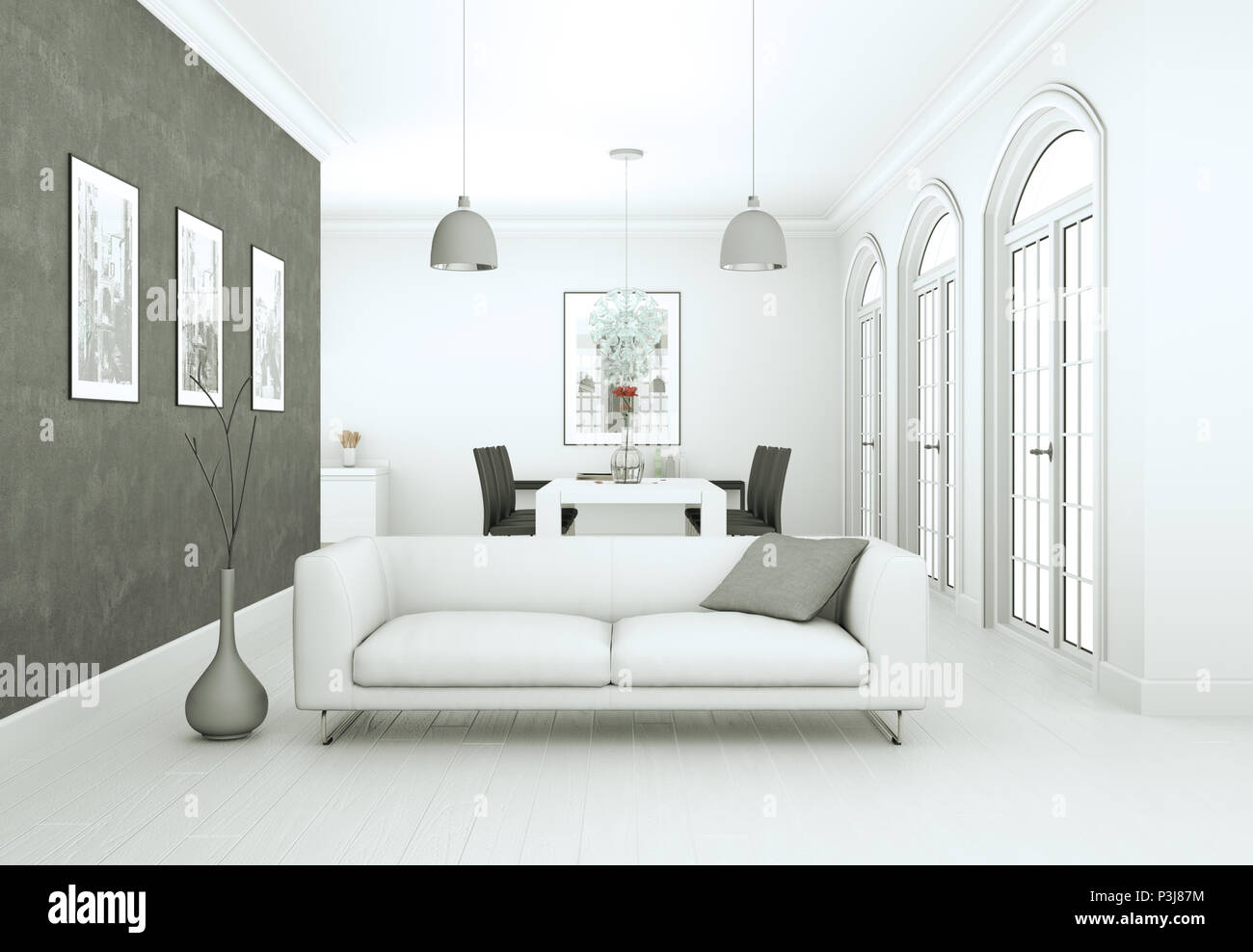 modern bright interior design appartment 3d Illustration Stock Photo ...