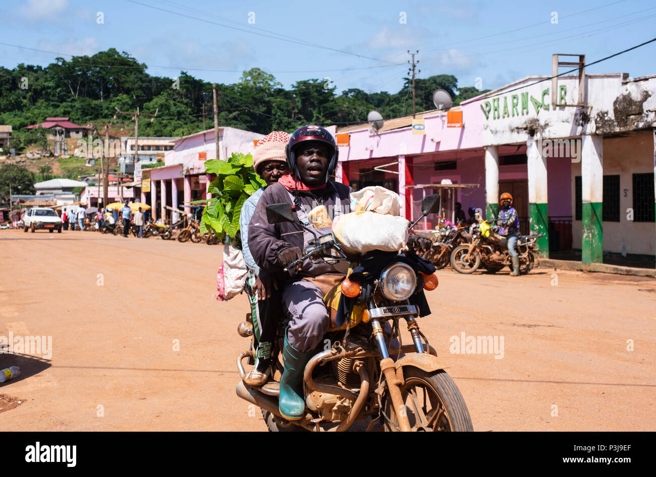 motorcycle taxi drivers in saa cameroon Stock Photo - Alamy