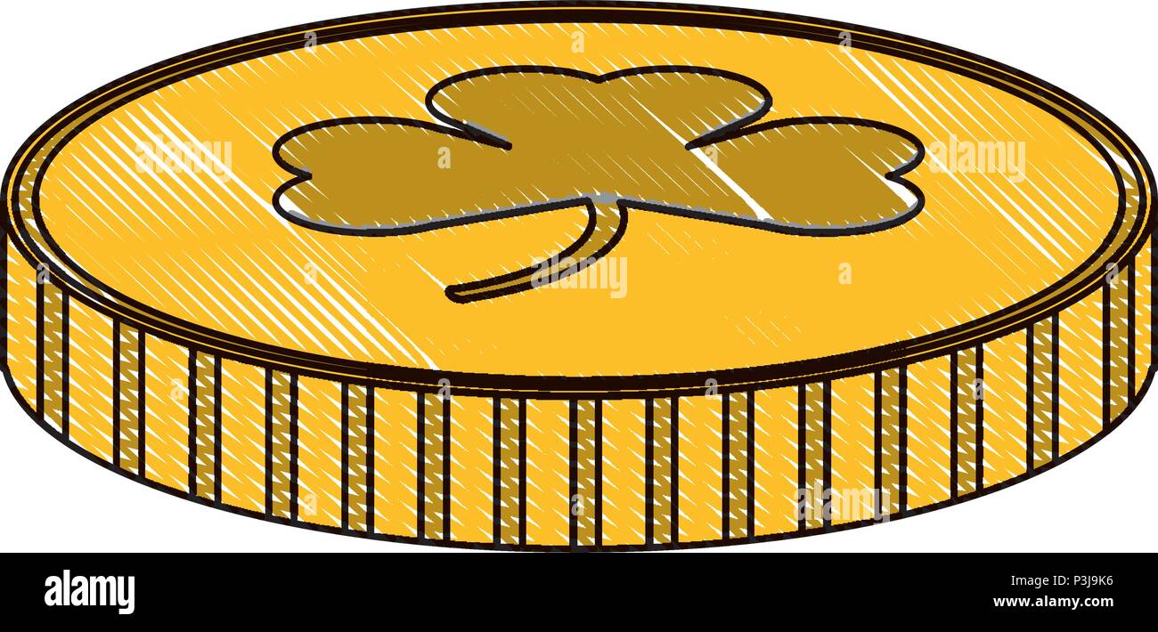 coin with clover icon over white background, vector illustration Stock ...
