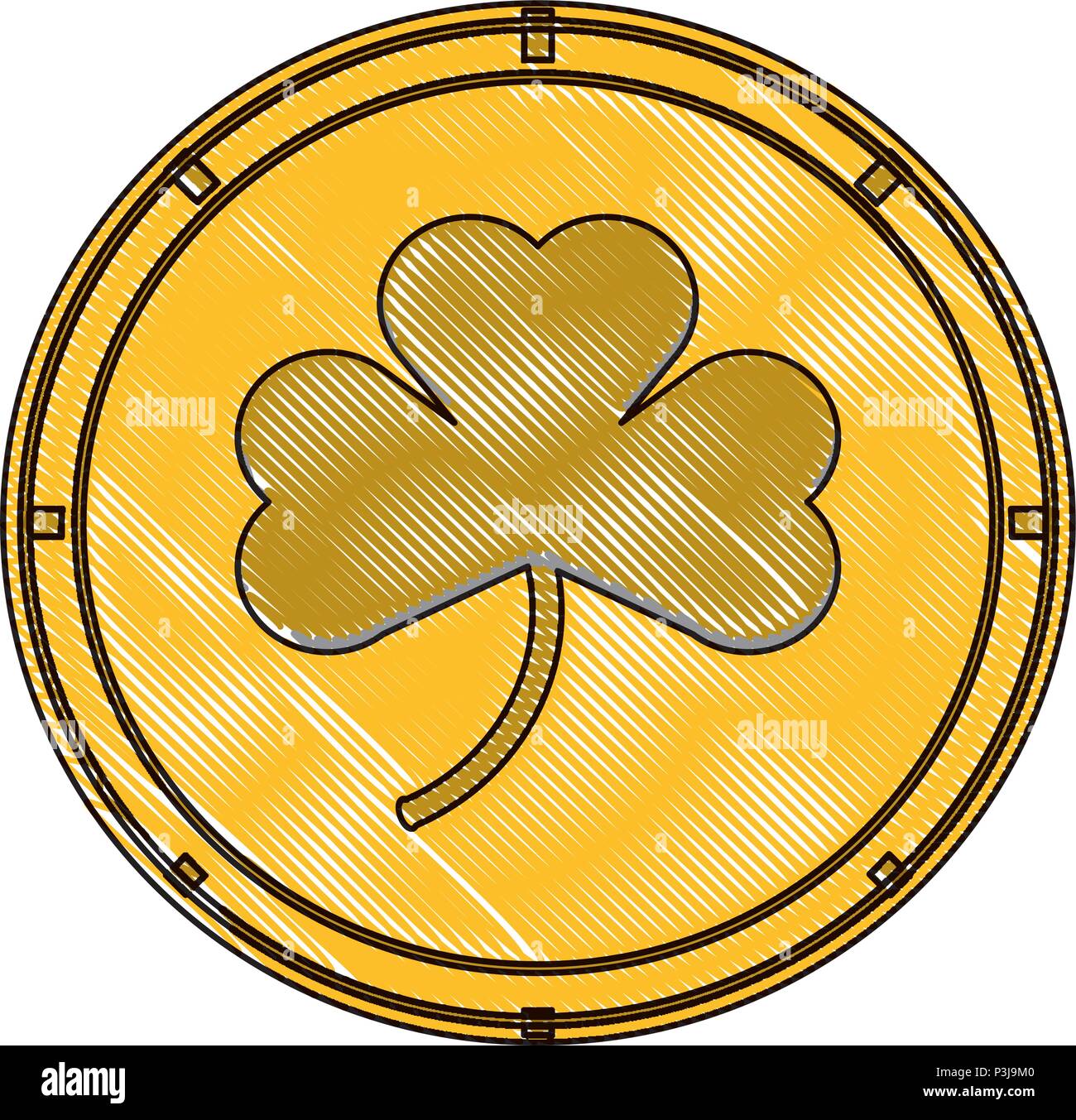 coin with clover icon over white background, vector illustration Stock ...