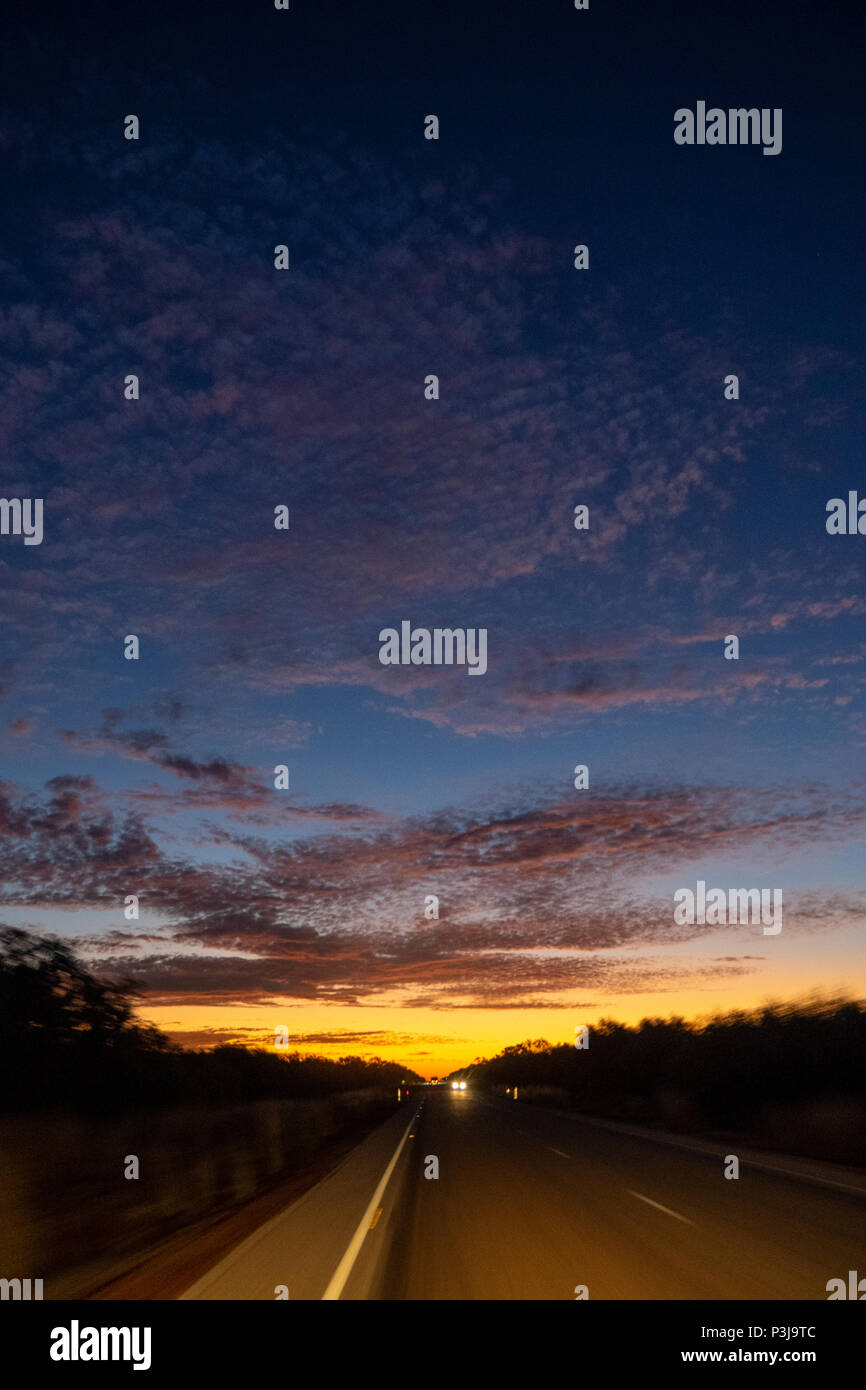 Sunset over the Great Northern Highway Kimberley WA Australia Stock ...