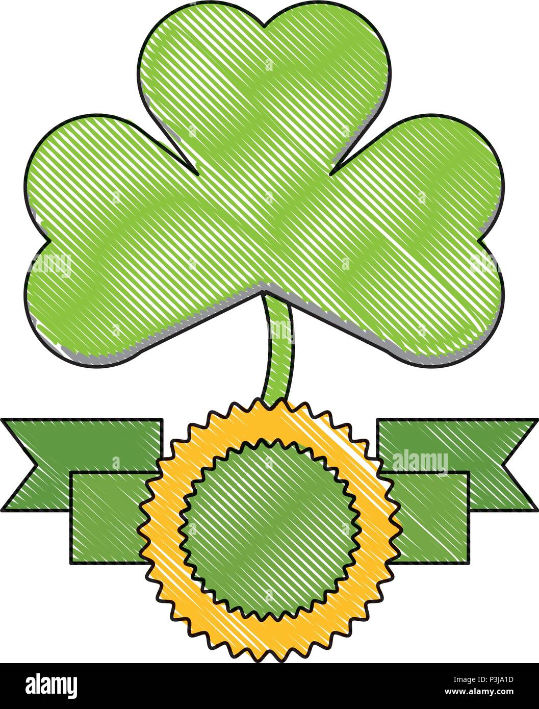 clover with decorative seal stamp over white background, vector ...