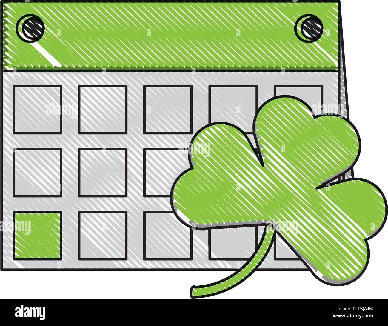 calendar with clover icon over white background, vector illustration ...