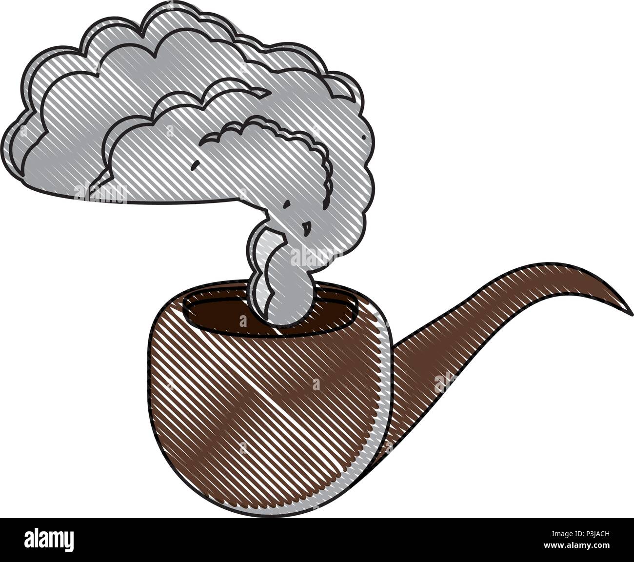 Smoking Pipe With Smoke over white background, colorful design. vector ...