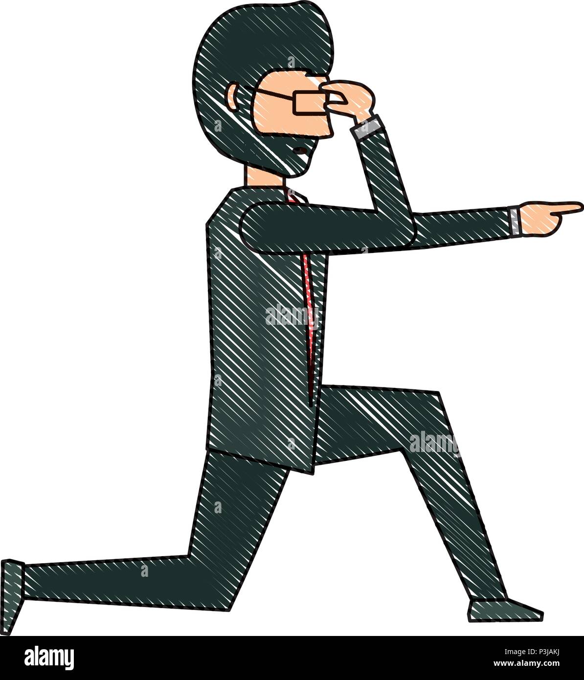 cartoon businessman pointing forward over white background, colorful ...
