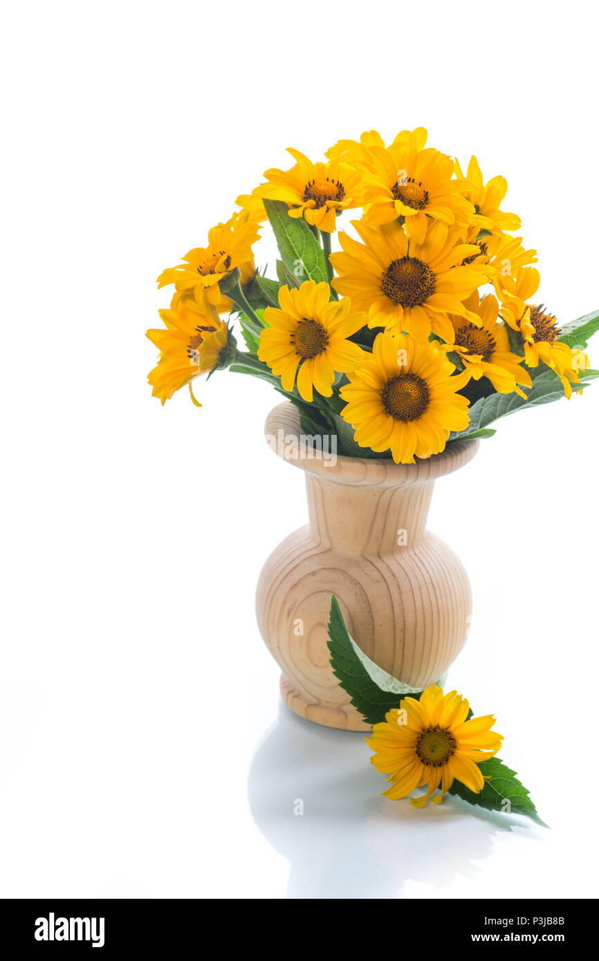 bouquet of yellow big daisies on a white background Stock Photo - Alamy