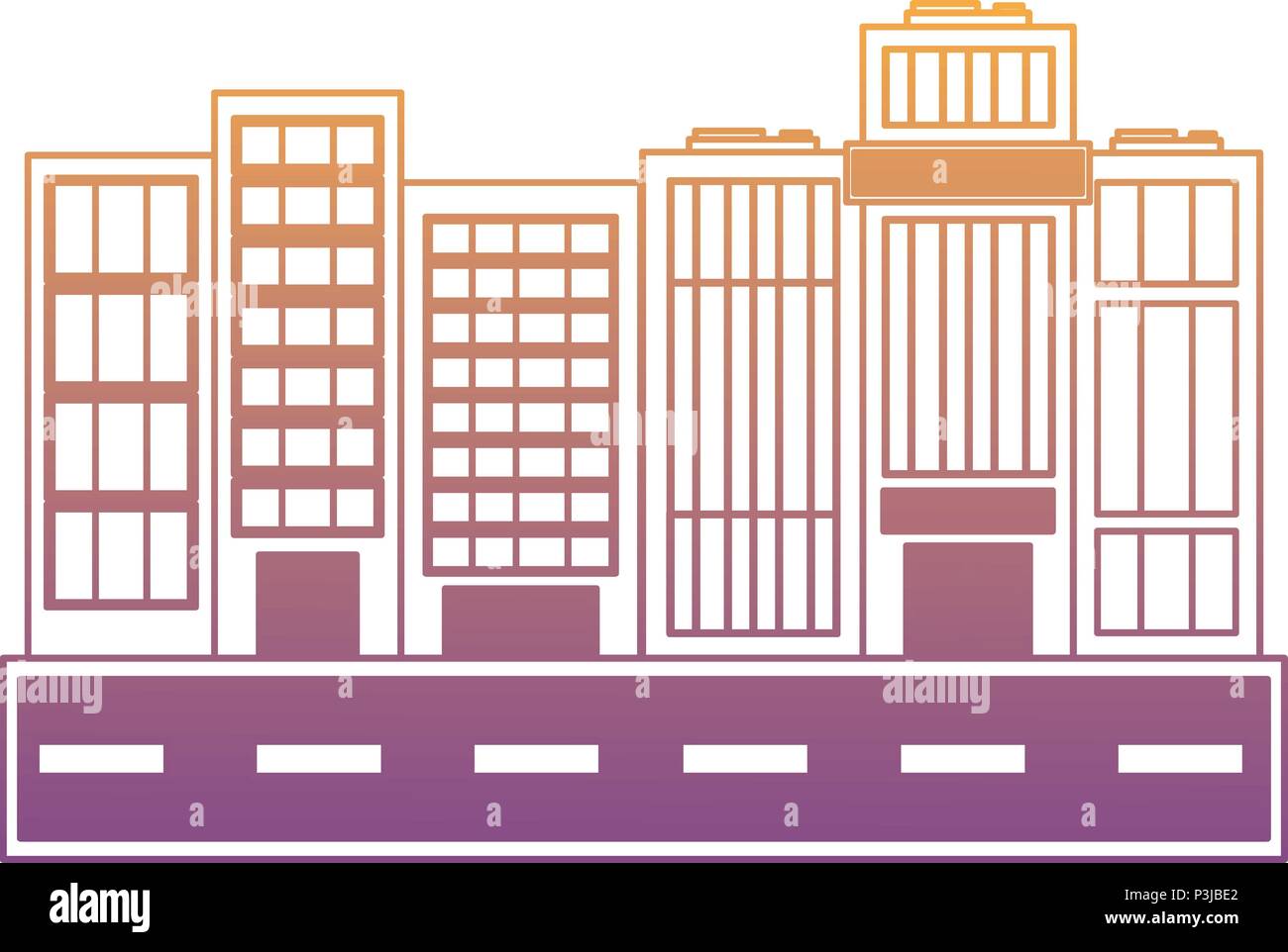 street with city buildings over white background, vector illustration ...